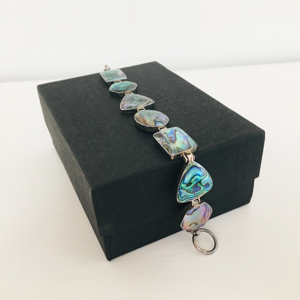 925 Sterling Silver And Abalone Shell Bracelet - Gem